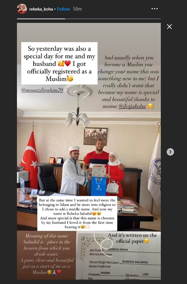 Oficiāli musulmaniete: Rebeka Ibrahima tikusi pie jauna vārda